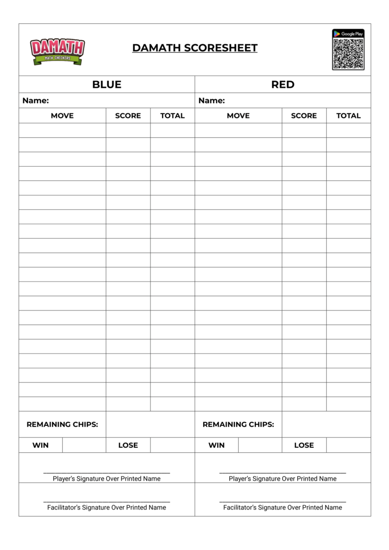 Damath Board and Resources - Damath Math Checkers